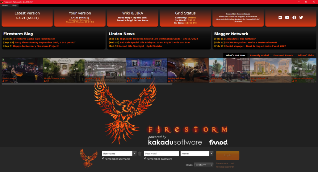Firestorm viewer rollback – OpenSimulator Community Conference